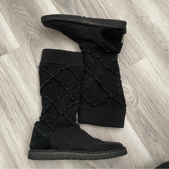 UGG | Shoes | Ugg Classic Cardy Cable Knit Boot In Black | Poshmark